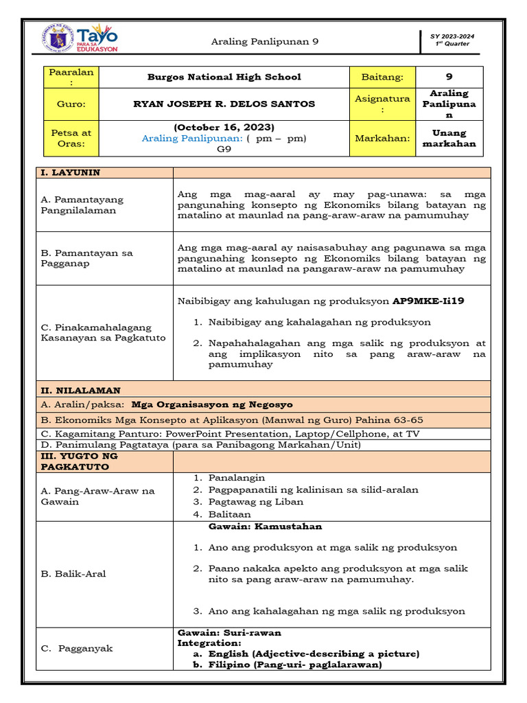 Daily Lesson Plan | PDF