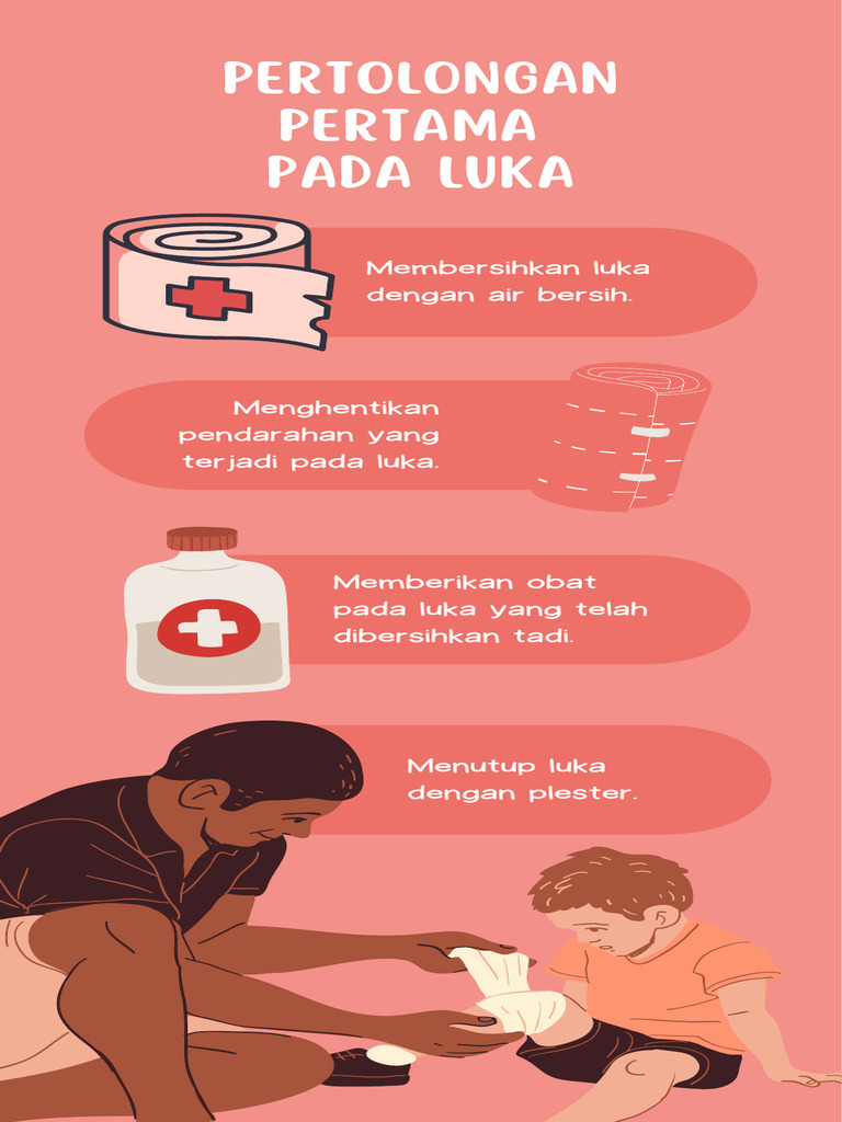 Pink Kreatif Pertolongan Pertama Pada Luka Infographic | PDF