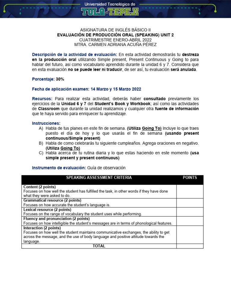 Speaking Basic 2 U6:7 | PDF | Crecimiento personal y profesional ...
