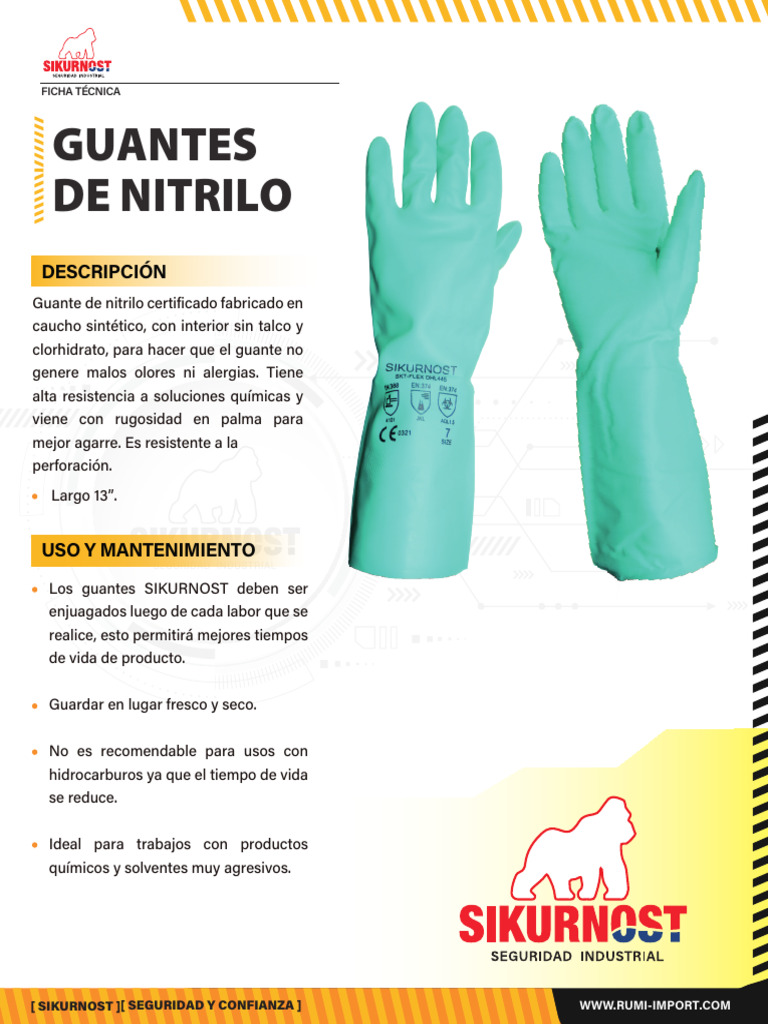 230524_RUMI_FICHA TECNICA GUANTES DE NITRILO SIKURNOST | PDF