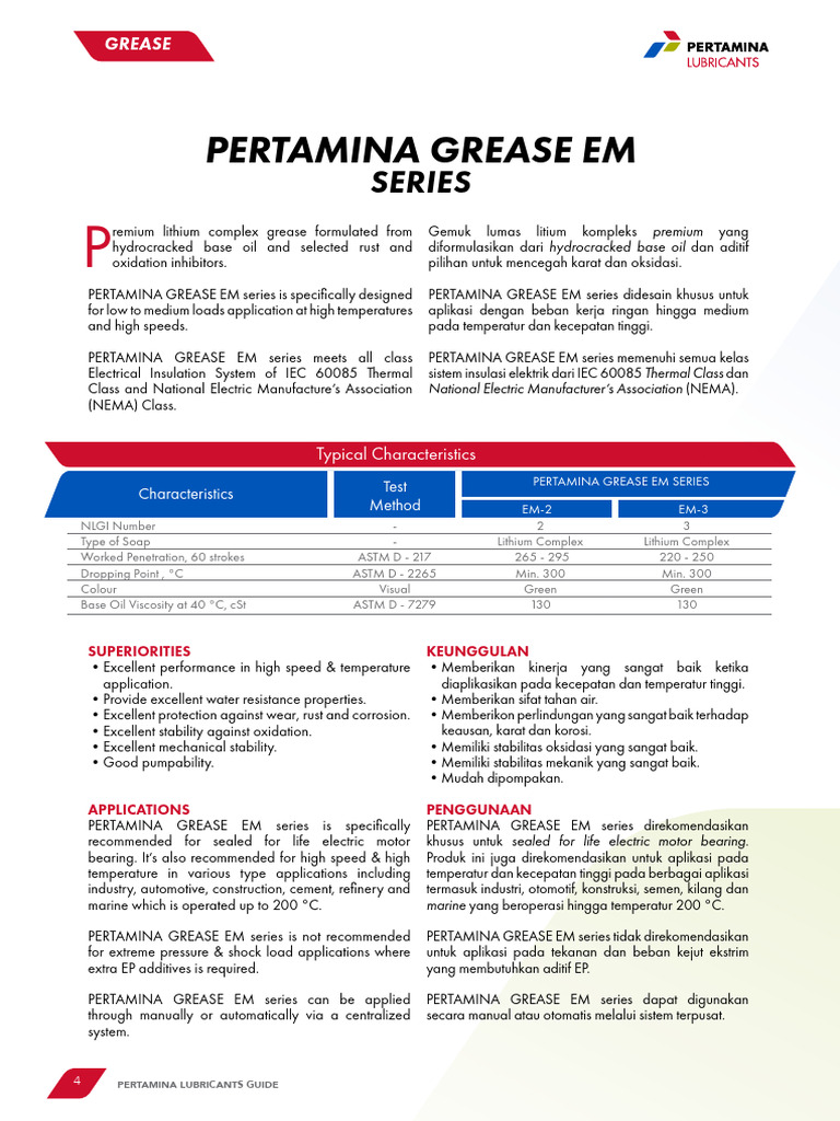Pertamina Grease em Series | PDF | Lubrication | Materials