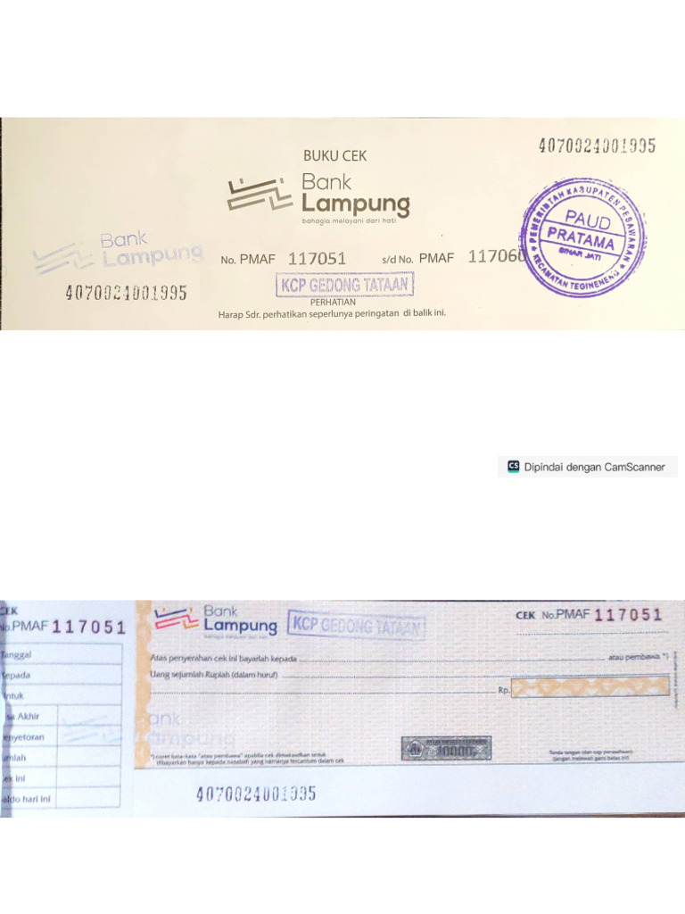 Buku Cek Bank Lampung | PDF