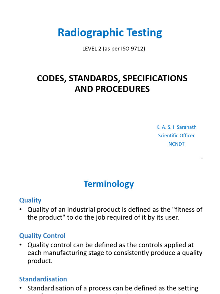 Codes and Standards Level 2 | PDF | Nondestructive Testing | Radiography