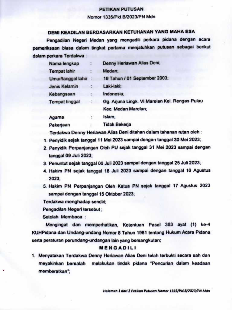 Putusan PN | PDF