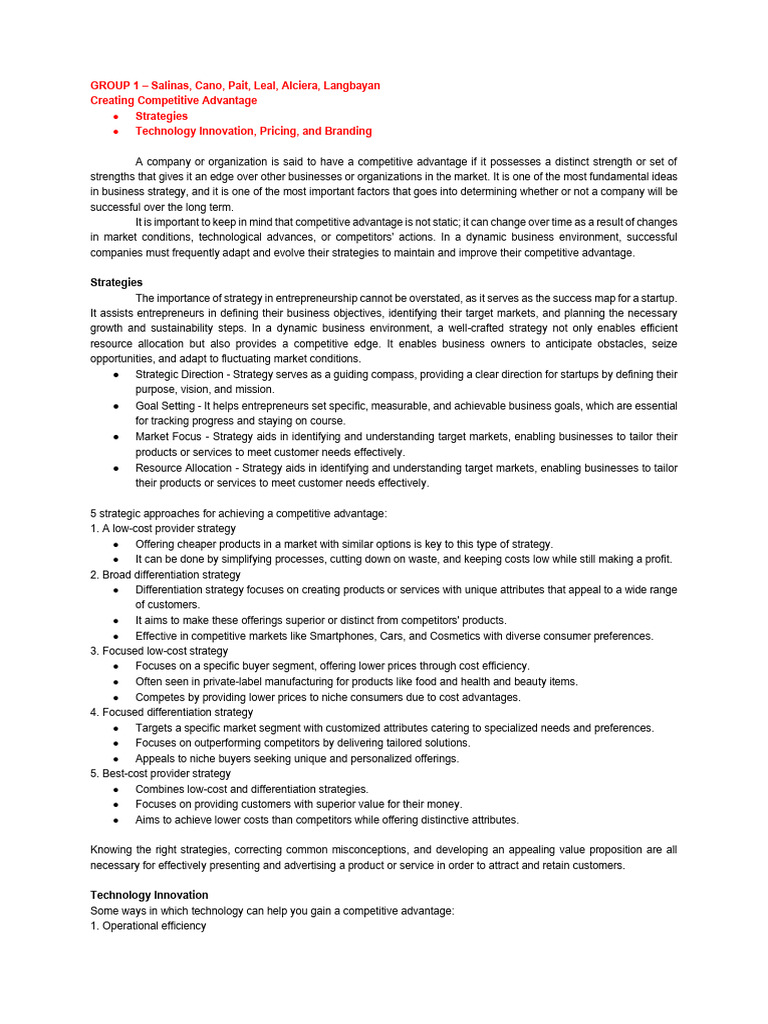 Creating Competitive Advantage | PDF | Brand | Competitive Advantage