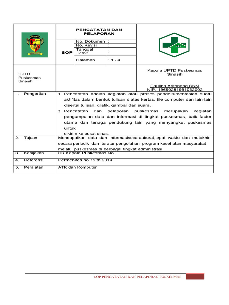 Sop-Pencatatan-Dan-Pelaporan | PDF