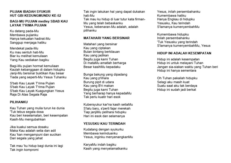 PUJIAN IBADAH SYUKUR | PDF