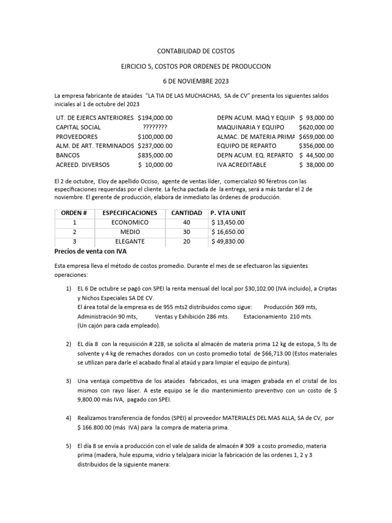6 de N Ov, Ejercicio 5, La Tia Delas Muchachas Sa de CV | PDF | Finanzas y dinero