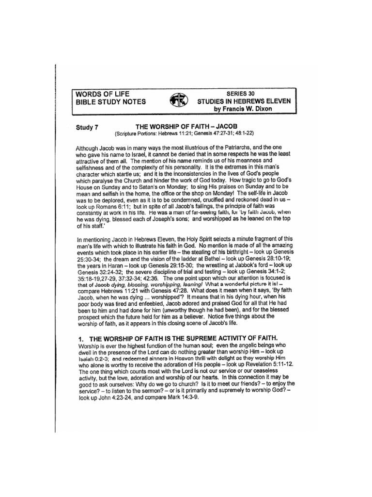 Study 07 The Worship of Faith - Jacob | PDF