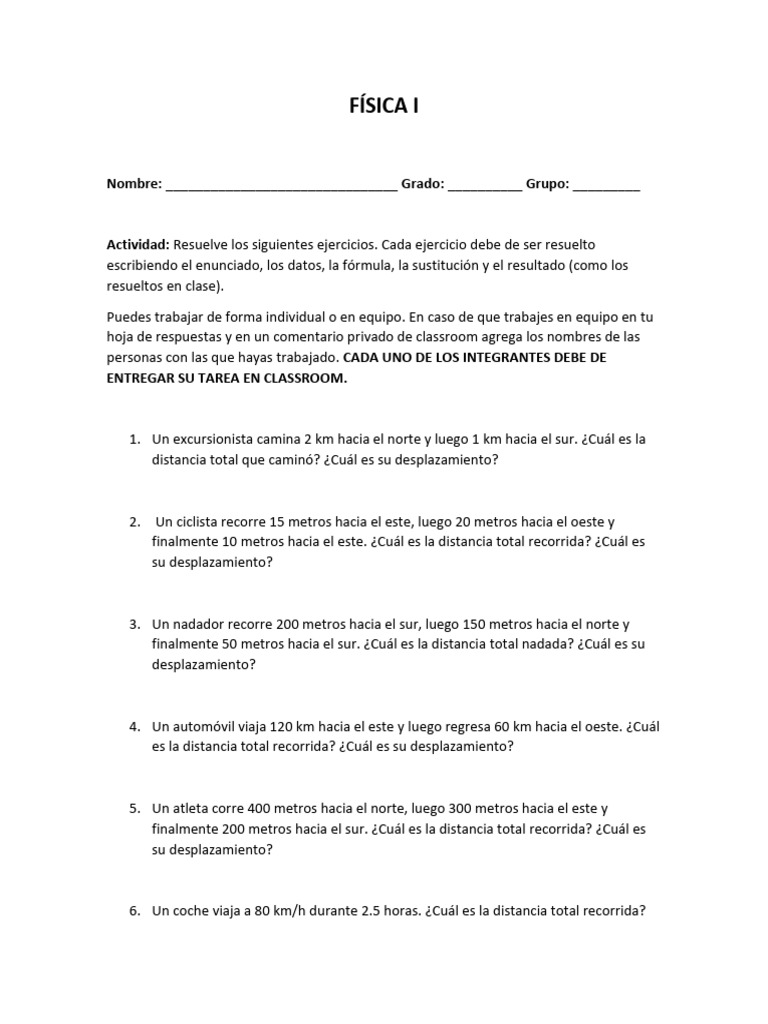 Ejercicios MRU y Aceleración-Física I | PDF | Aceleración | Velocidad