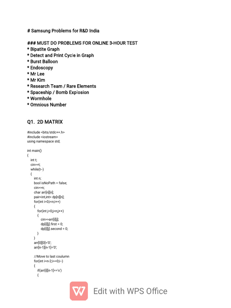 Samsung R&D Coding Test Problems | PDF | Theoretical Computer Science ...