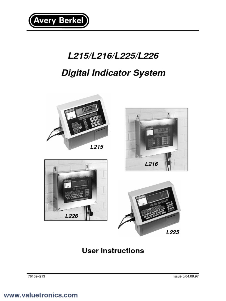 Avery Berkel L215, L216, L225, L226 User Instructions | PDF | Computer Keyboard | Power Supply