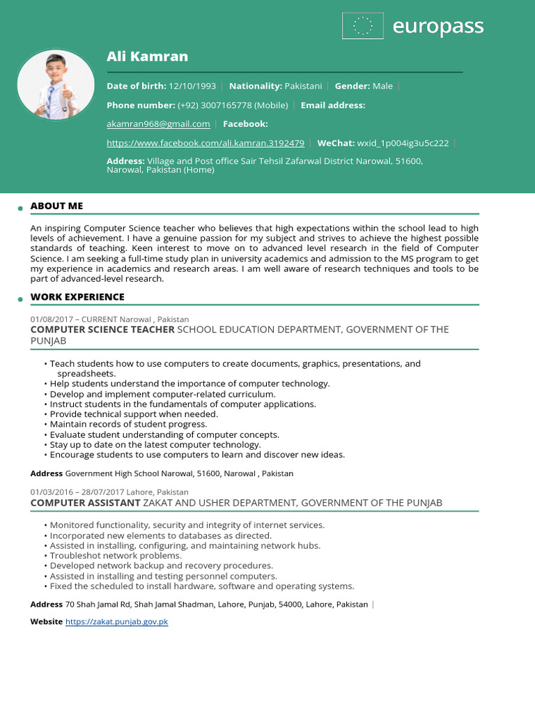 Ali Kamran CV-F2 | PDF | Pakistan | Computer Security