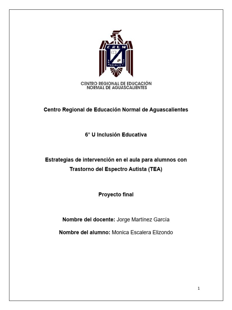 Proyecto TEA... | PDF | Espectro autista | Síndrome de Asperger