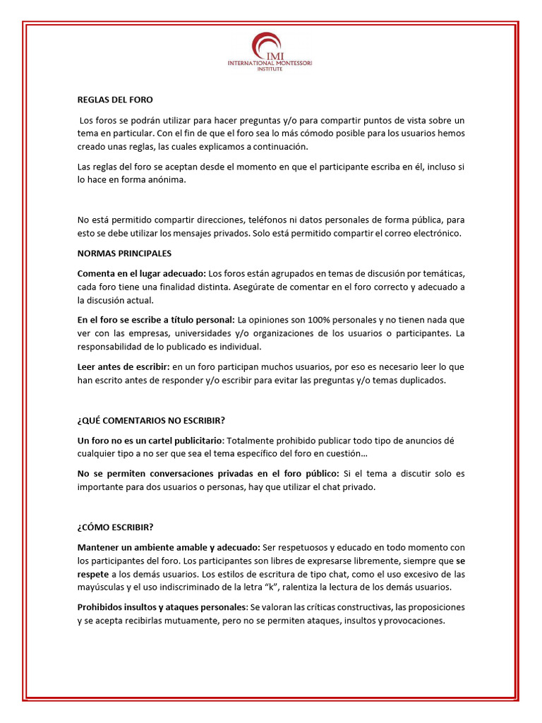 Normas Foro | PDF | Foro de Internet | Comunicación humana