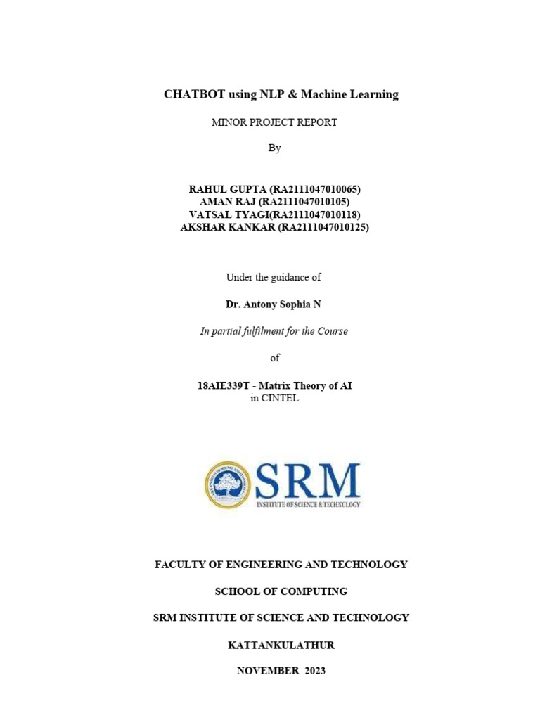 Matrix Project Chatbot | PDF | Databases | Artificial Intelligence Matrix Project Chatbot | PDF | Databases | Artificial Intelligence