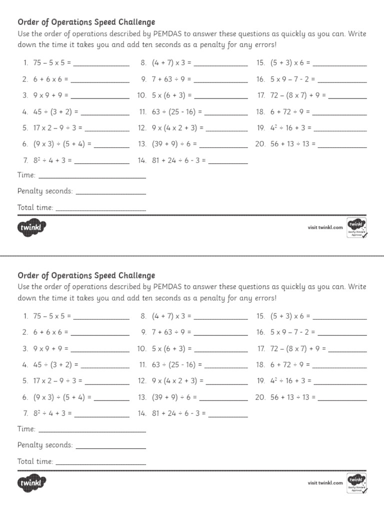 Us2 M 47a Order of Operations Pemdas Speed Solving Activity Super Eco ...