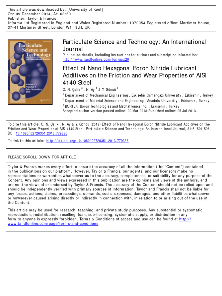 Effect of Nano Hexagonal Boron Nitride Lubricant Additives On The ...