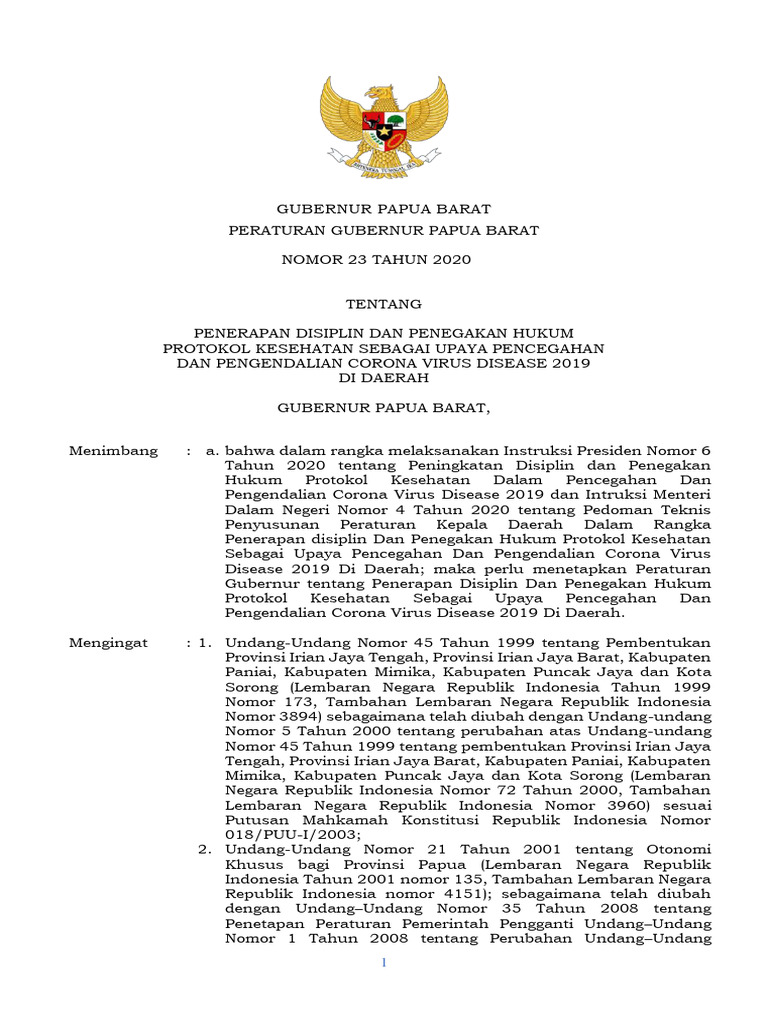 Peraturan Gubernur TTG Protokol Kesehatan Final | PDF