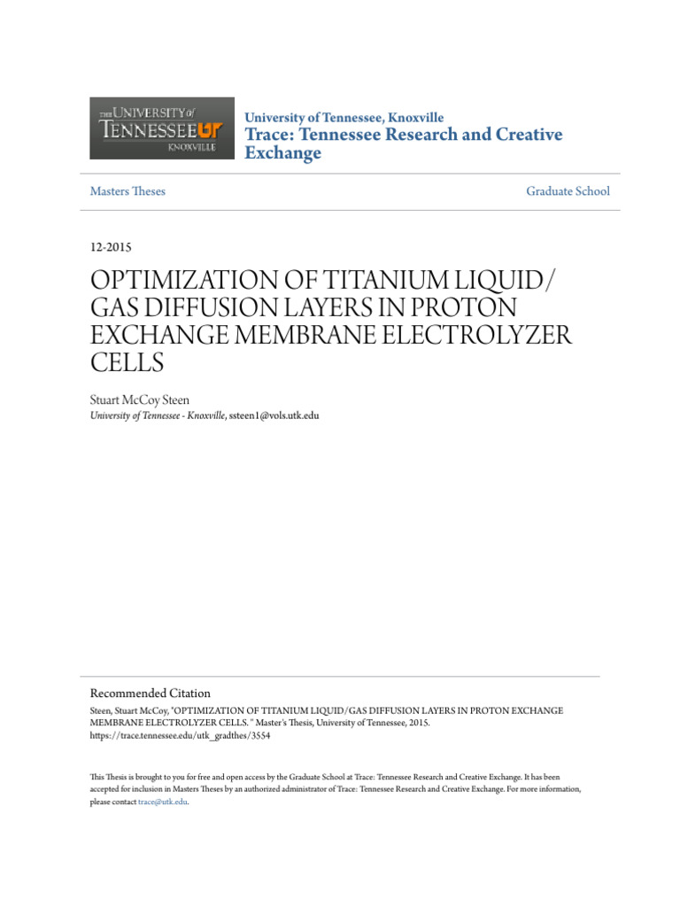 Optimization of Titanium Liquid - Gas Diffusion Layers in Proton Ex ...