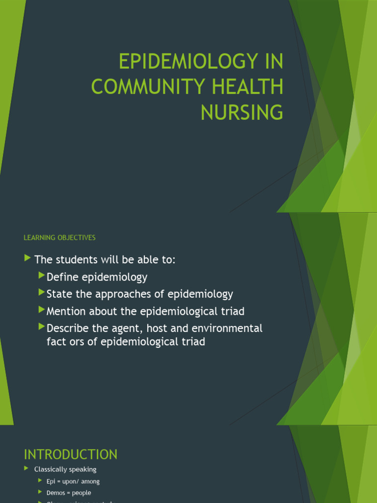 Epidemiology in Community Health Nursing | PDF | Epidemiology | Nutrition