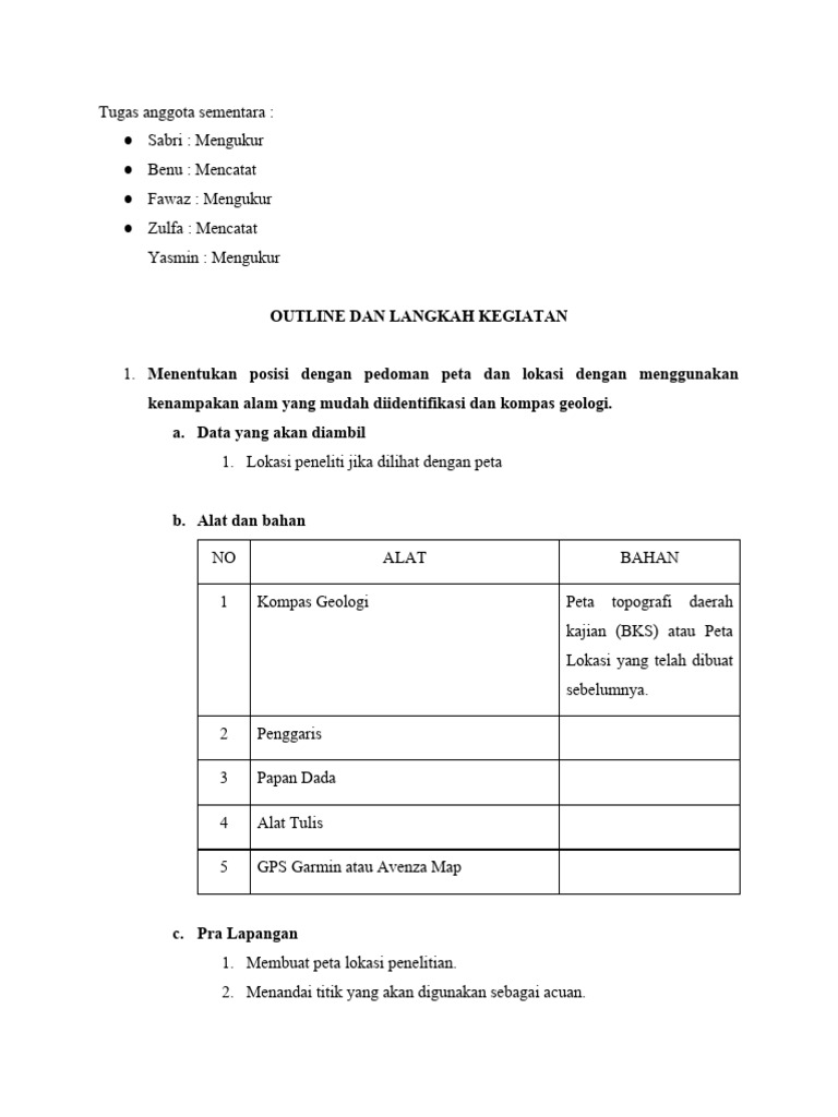 Outline Dan Langkah Kegiatan Kkl 1 Fisik Bks | PDF