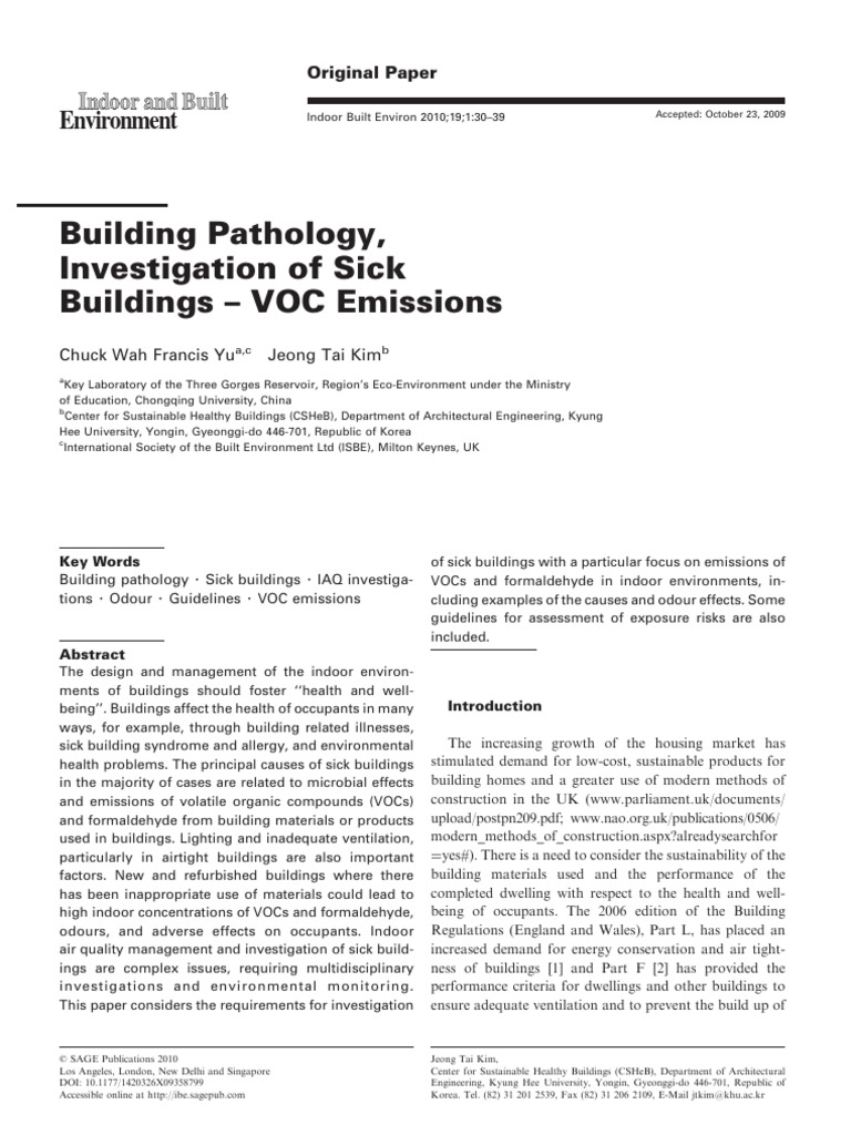 Yu Jeong Tai Kim 2010 Building Pathology Investigation of Sick ...