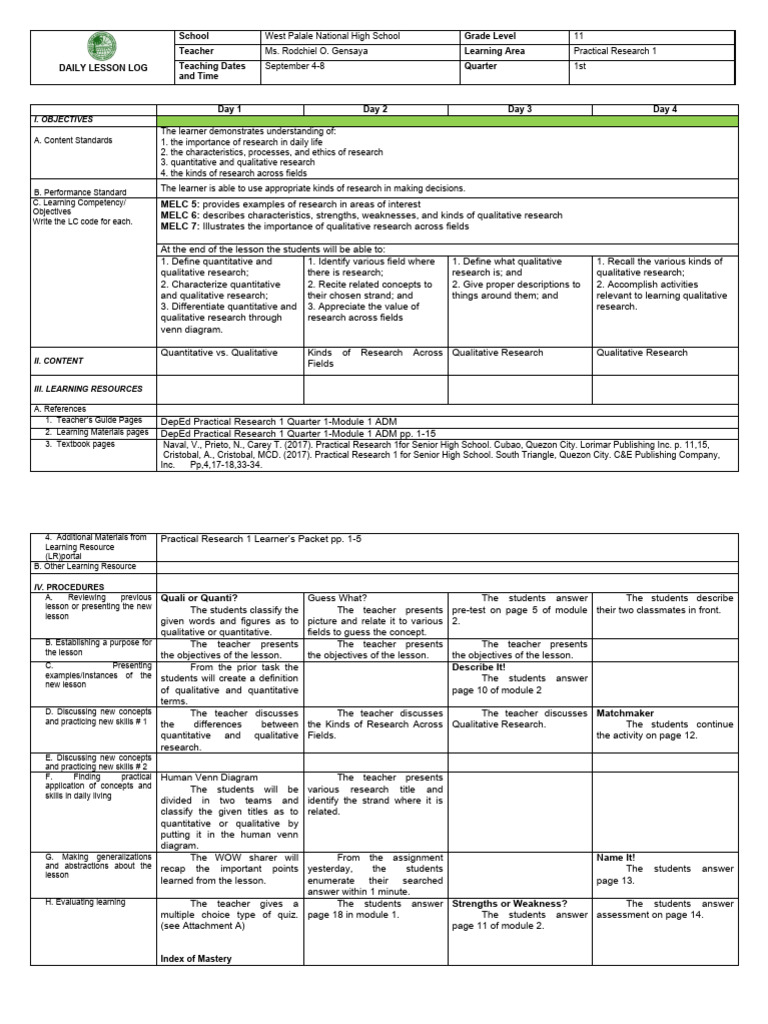 DLL Week 2 | PDF | Learning | Qualitative Research