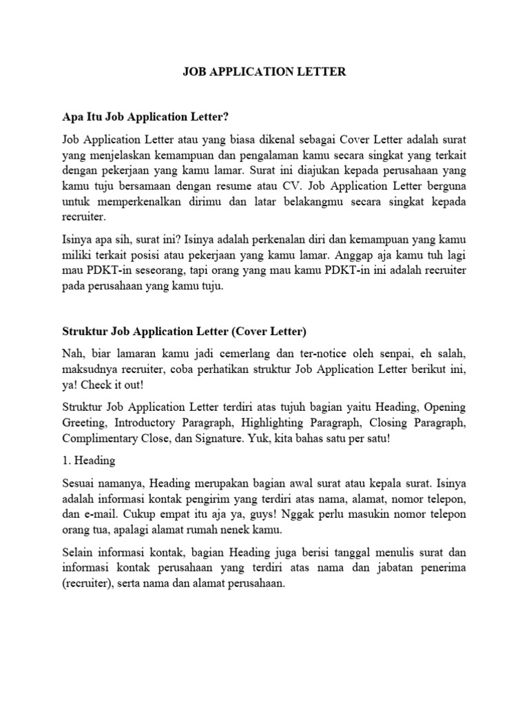 Job Application Letter | PDF