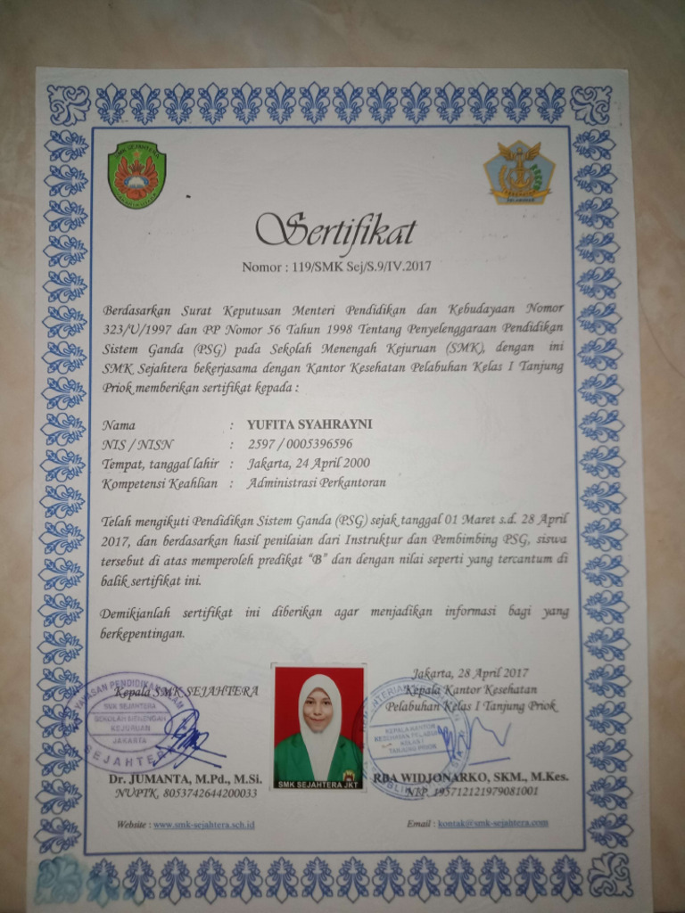 Yufita Syahrayni - Paklaring Magang | PDF