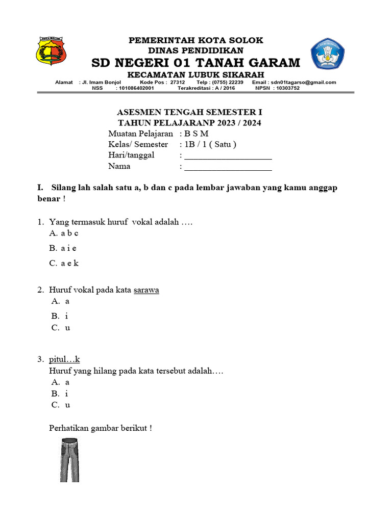 Soal BSM Kelas 1 | PDF