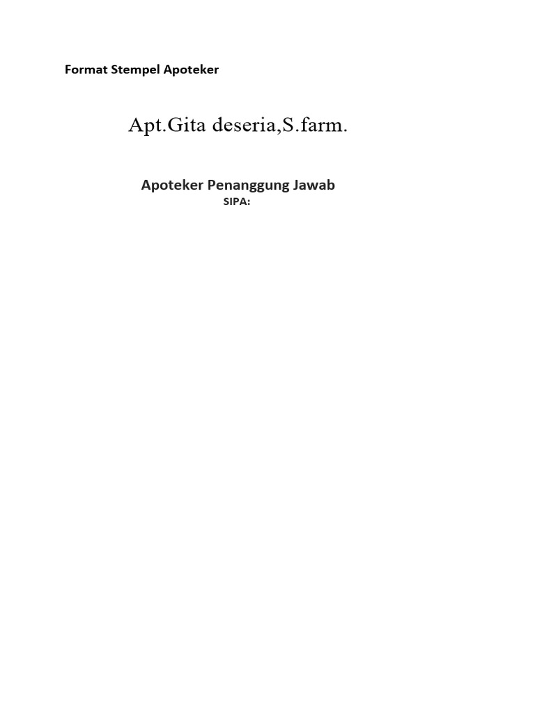 Format Stempel Apoteker | PDF