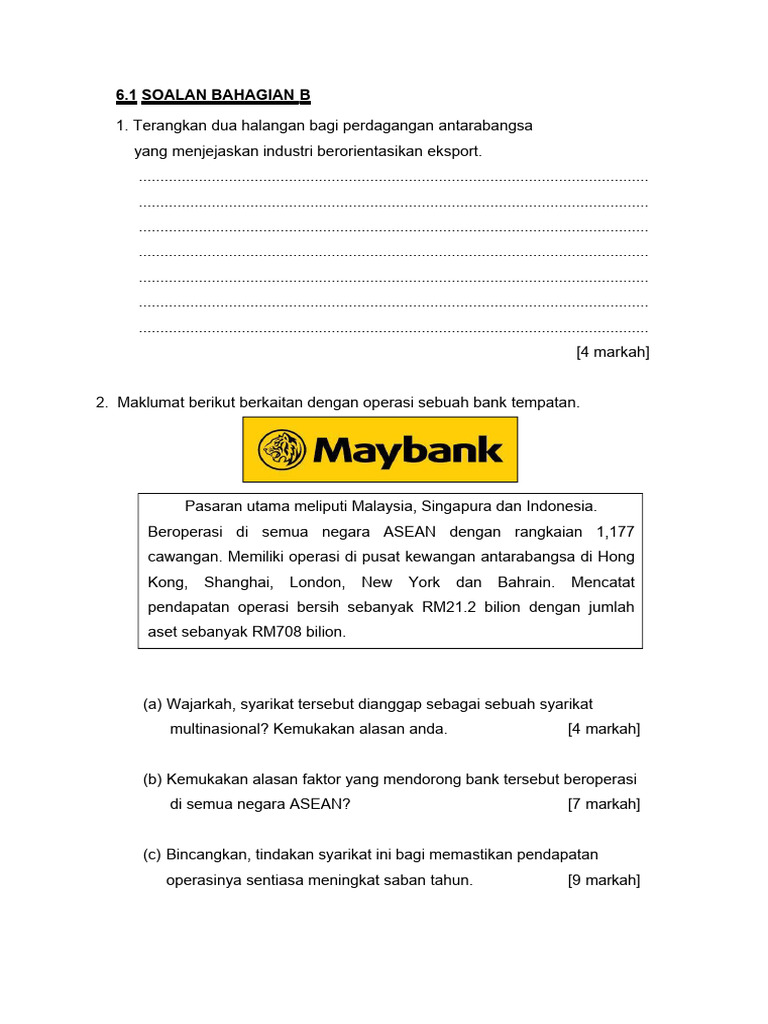 Latihan Esei Perdagangan Antarabangsa Dan Sekatan Perdagangan | PDF