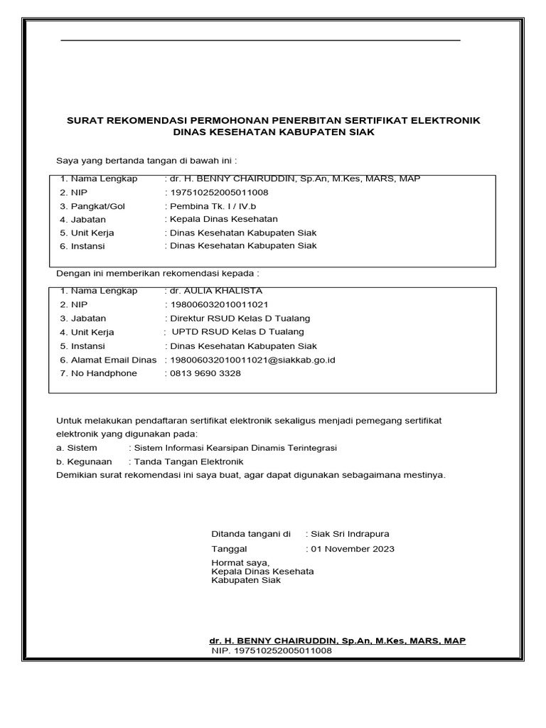 Formulir Surat Rekomendasi | PDF