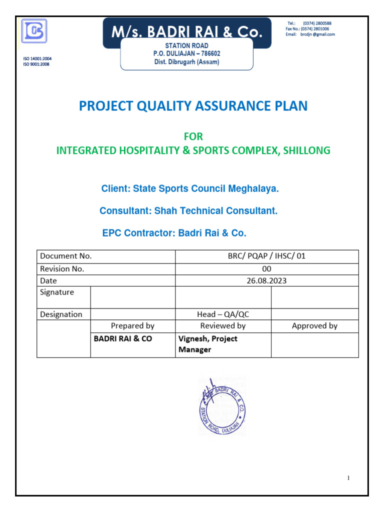 Project Quality Assurance Plan | PDF | Quality Assurance | Concrete