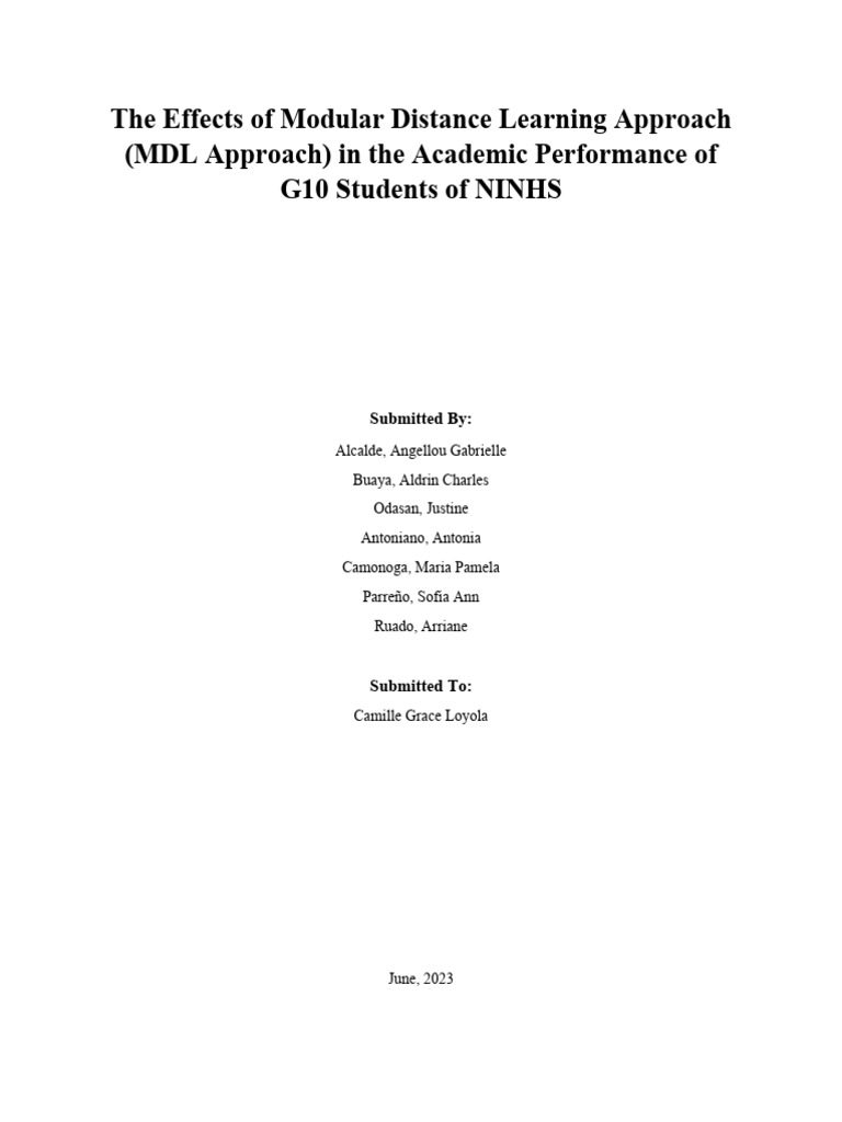 Impact of MDL on G10 Student Performance | PDF | Learning | Distance ...