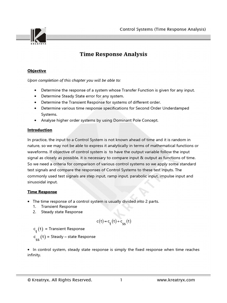 CS Time Response T | PDF | Damping | Applied Mathematics