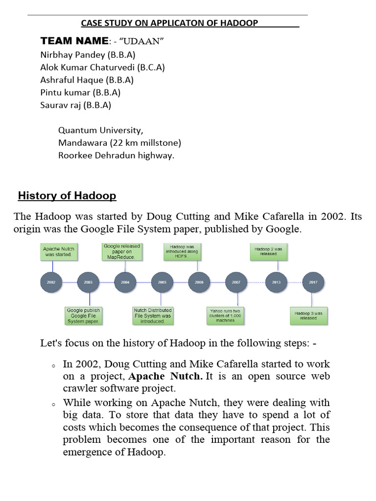 CASE STUDY On Application of Hadoop | PDF | Apache Hadoop | Map Reduce