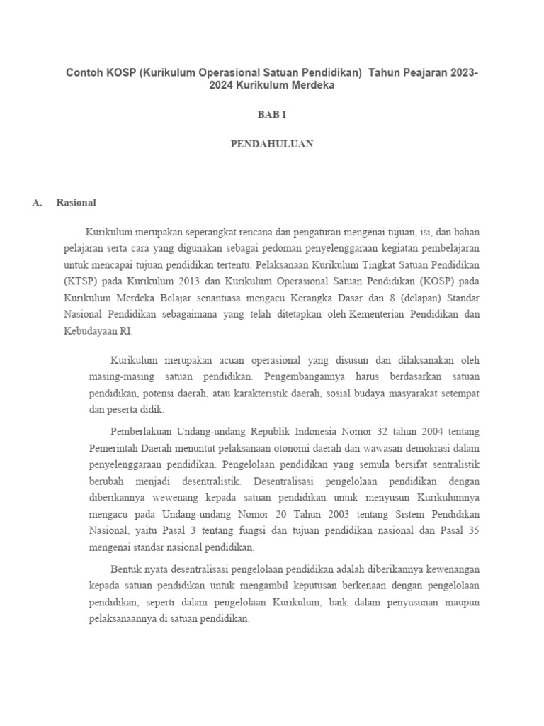 Contoh KOSP | PDF