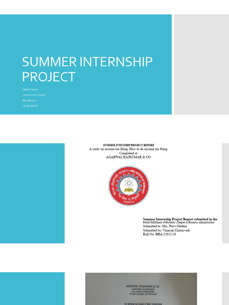 SUMMER INTERNSHIP PROJECT Vinayak | PDF | Taxes | Income Tax