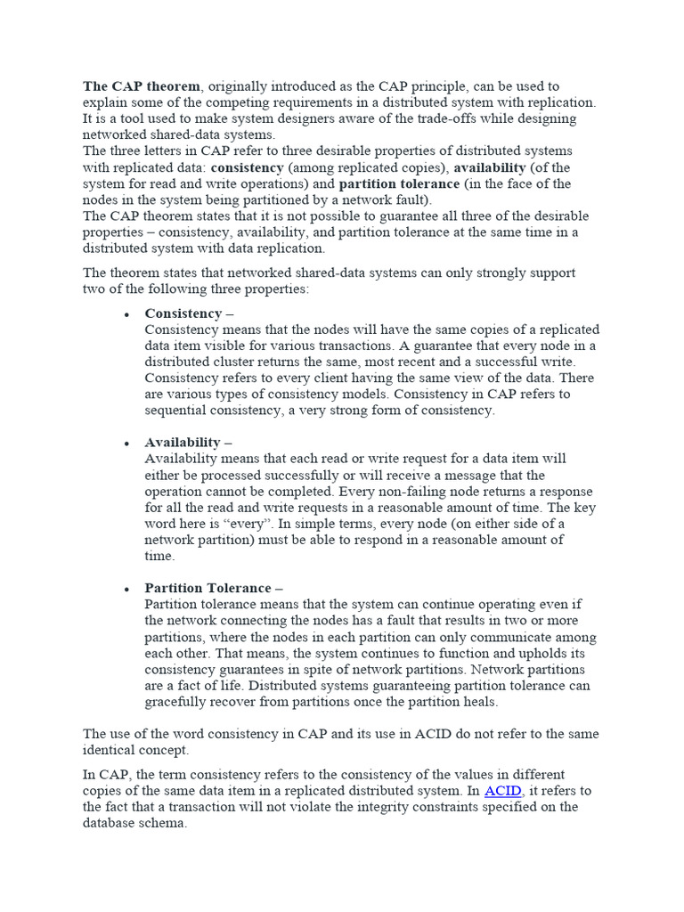 The CAP Theorem | PDF | Replication (Computing) | Acid