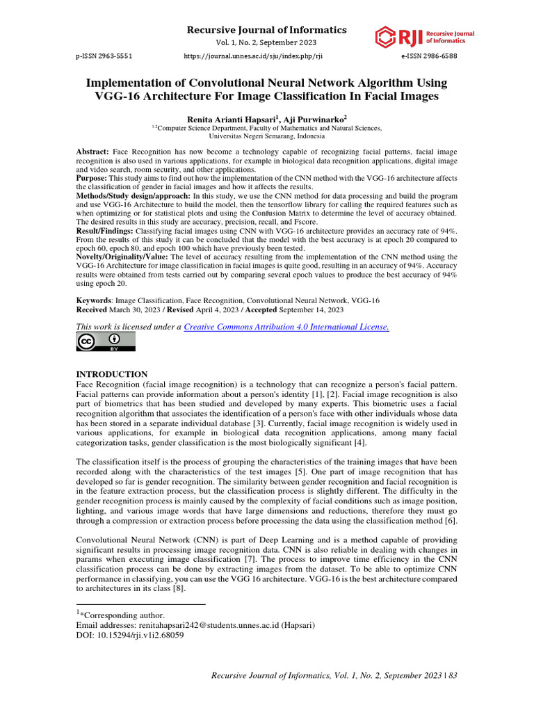 Implementasi CNN Dan VGG-16 Untuk Mendeteksi Gender | PDF | Accuracy And Precision | Computer Vision