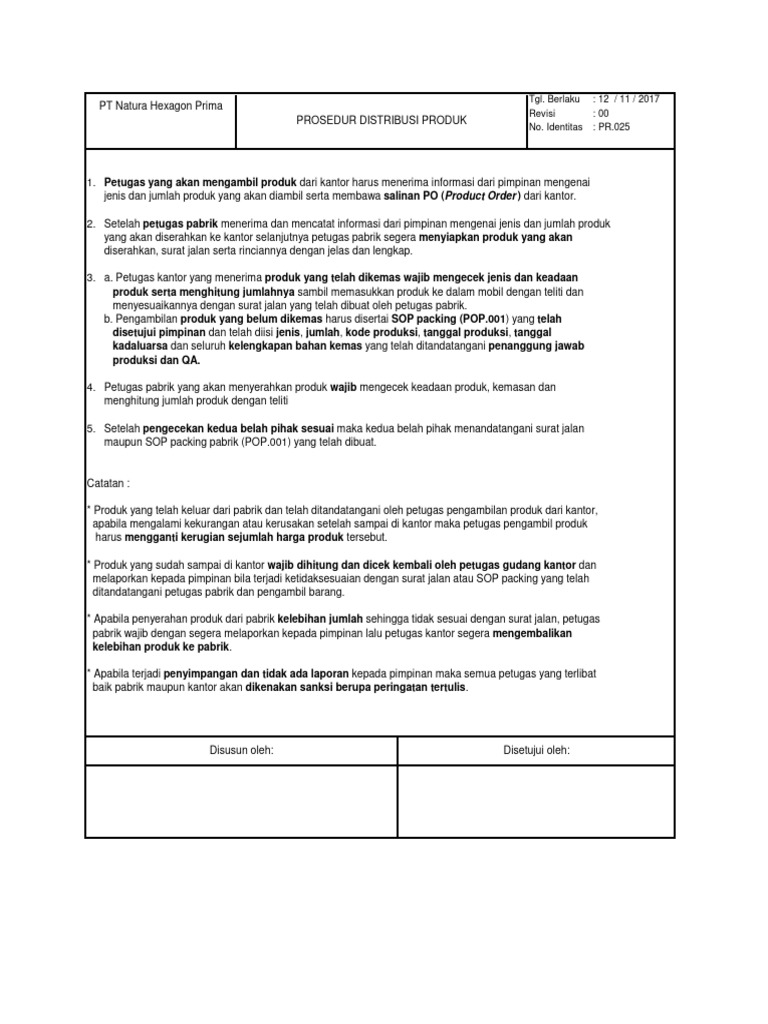 Prosedur Pengambilan dan Pengecekan Produk | PDF