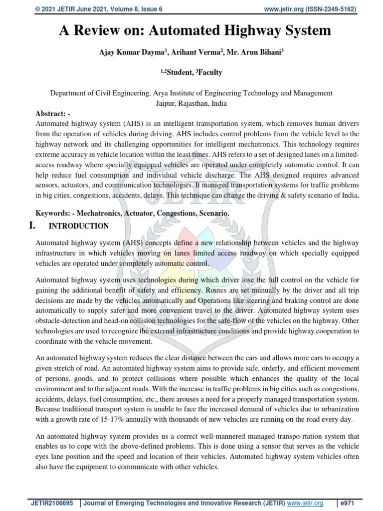 Automated Highways System2 | PDF | Automation | Highway