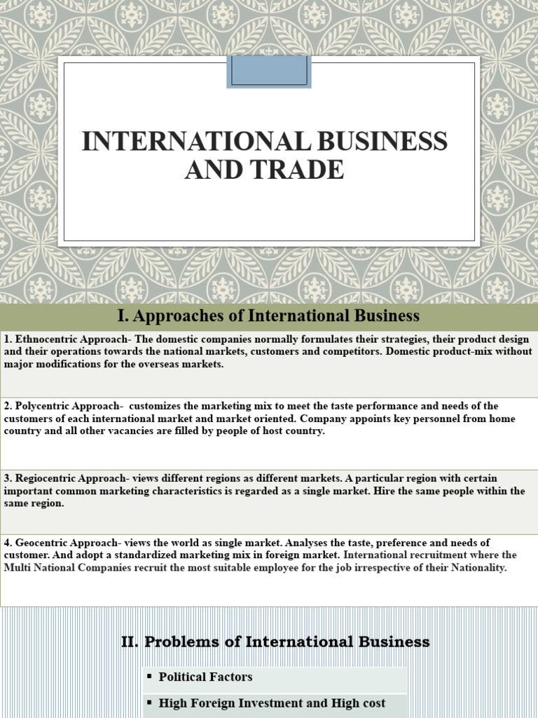 Chapter 2 - Approaches of International Business & Trade | PDF ...