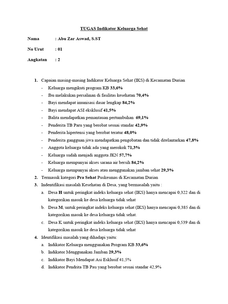 TUGAS Individu Indikator Keluarga Sehat Fix | PDF
