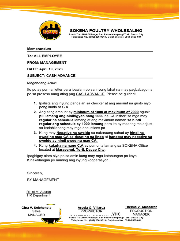 Memorandum FOR Employee | PDF