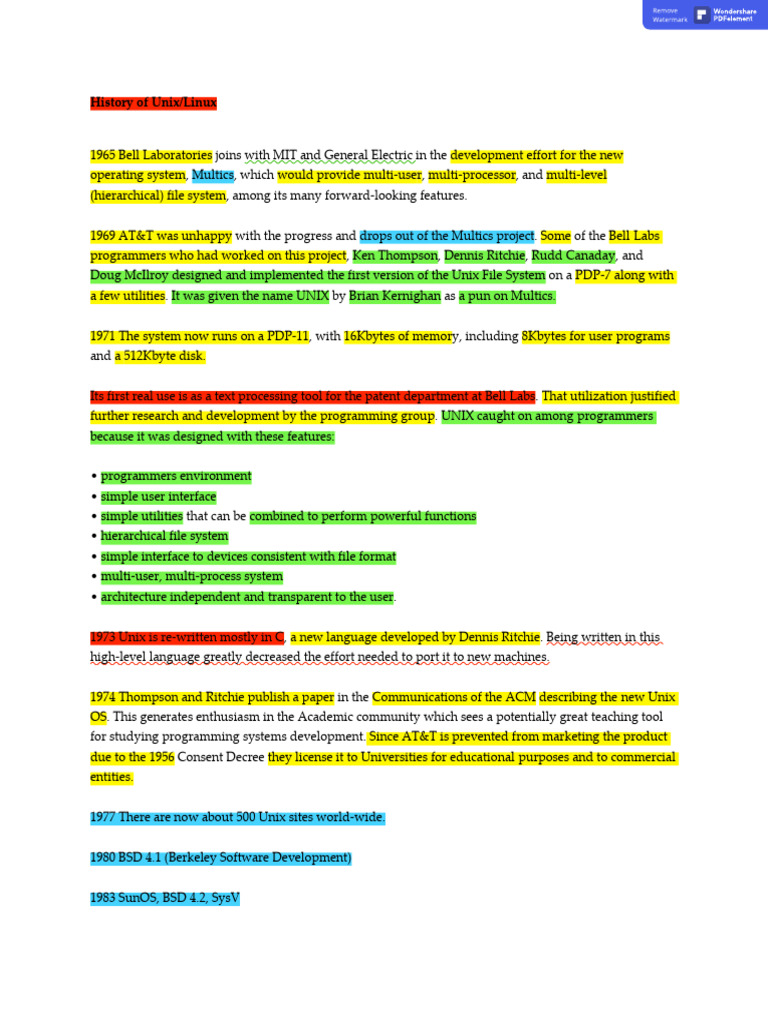 History of Unix | PDF | Unix | Computer Architecture