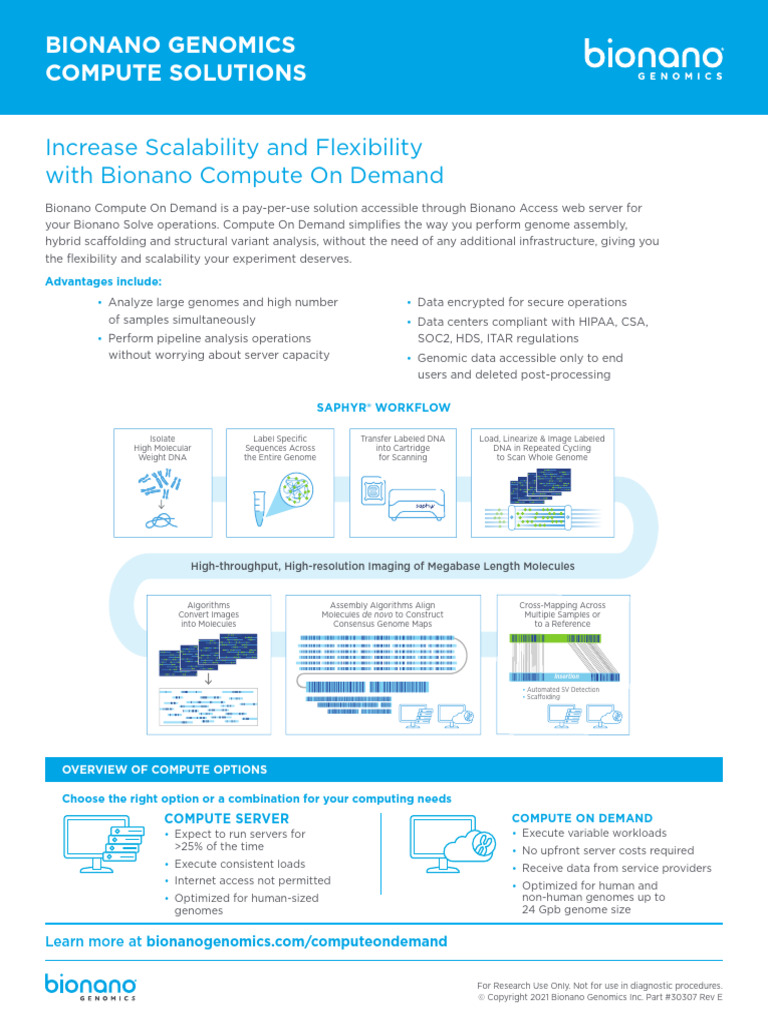 Bionano Compute On Demand Flyer 1 1 | PDF | Dna Sequencing | Genome