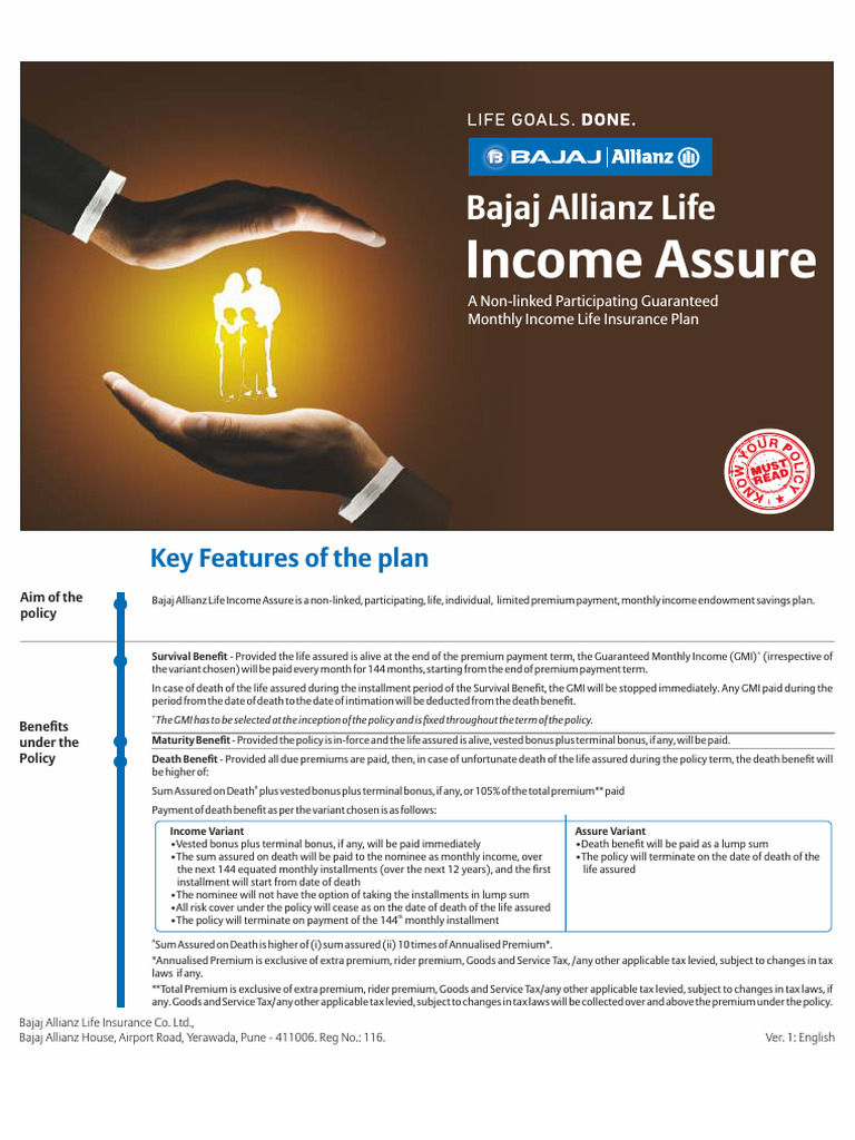 Income Assure: Bajaj Allianz Life | PDF | Life Insurance | Insurance
